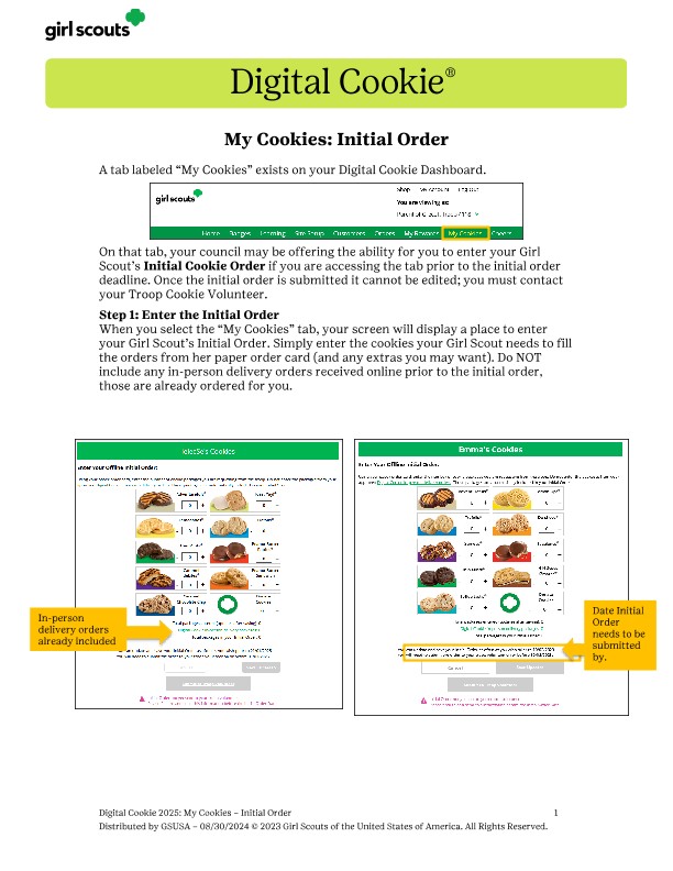 Girl Scout Cookie Order 2024